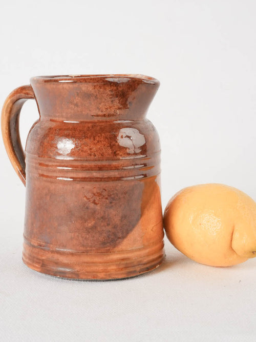 Small antique French pouring jug from Dieulefit - honey glaze 5"