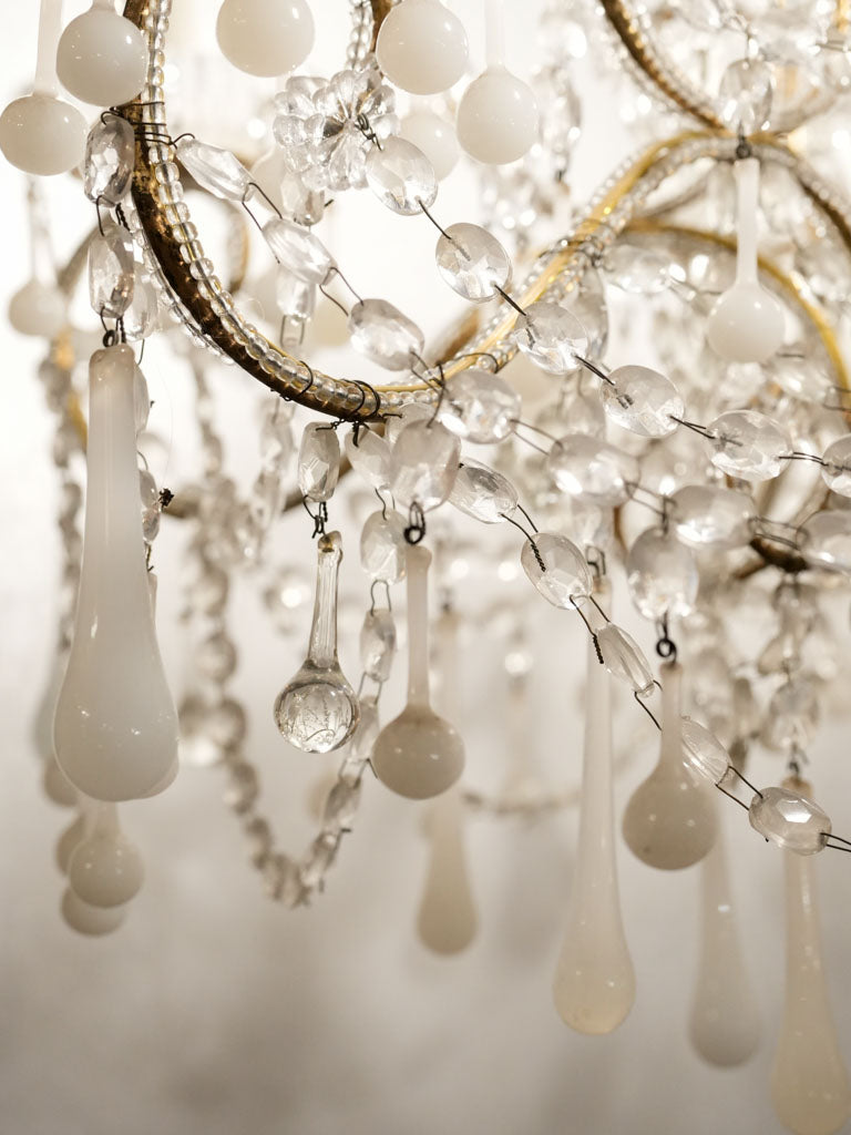 Exquisite antique white teardrop chandelier - 6 lights, 33½ x 21¾ ...