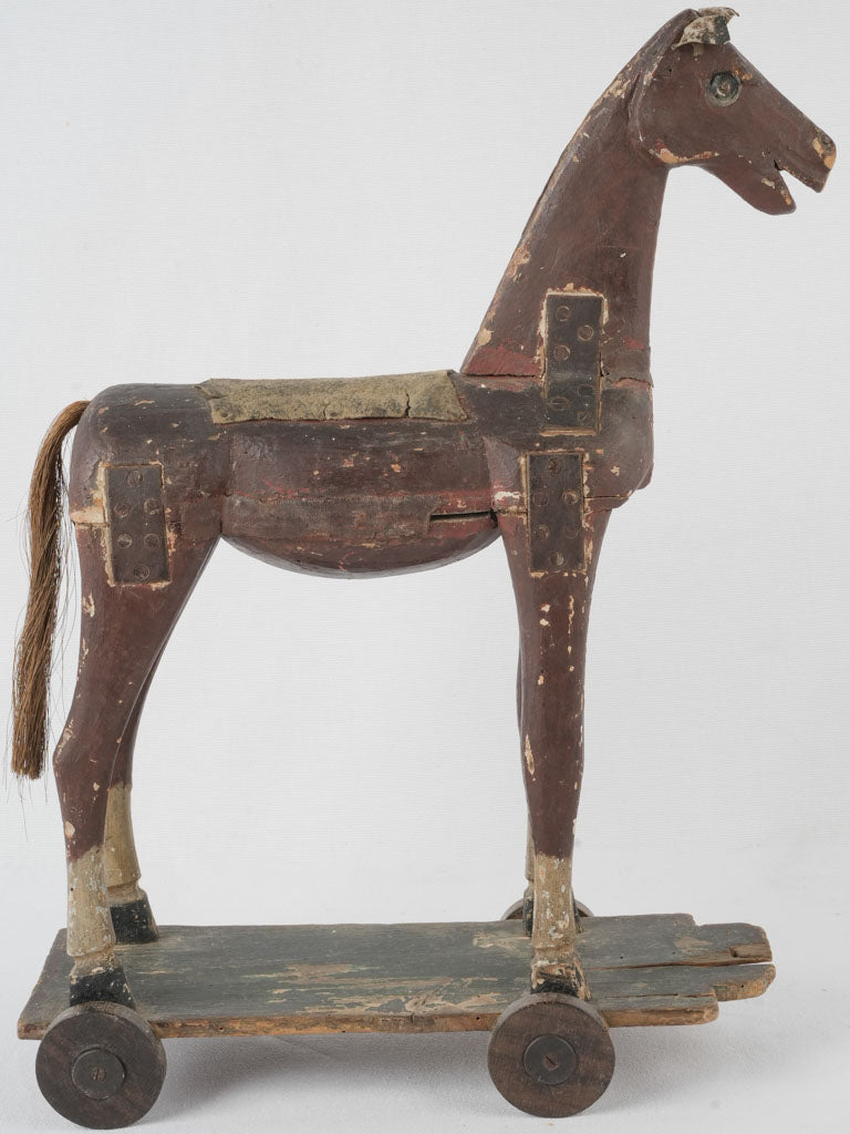 Antique French wooden horse - pull toy – Chez Pluie
