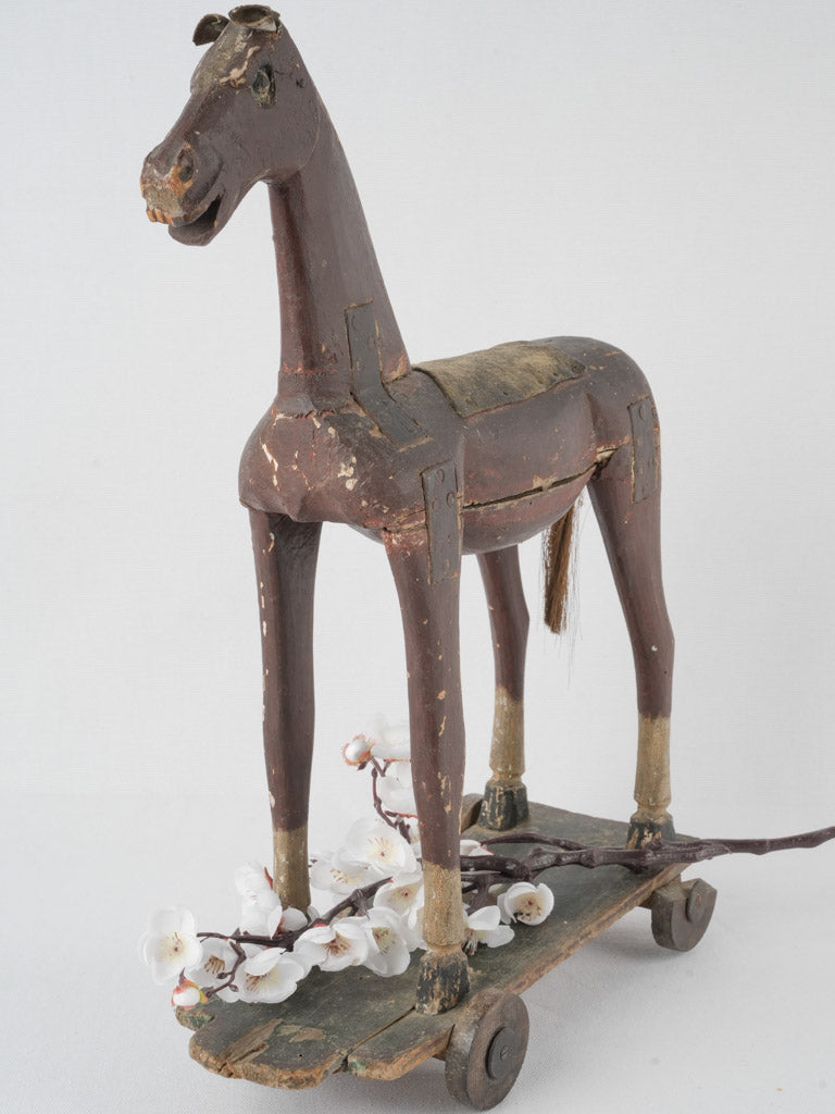 Antique French wooden horse - pull toy – Chez Pluie