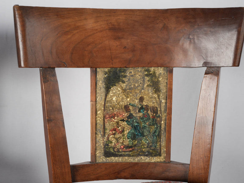 Pair of 19th-century chairs w/ painted scenes on backs
