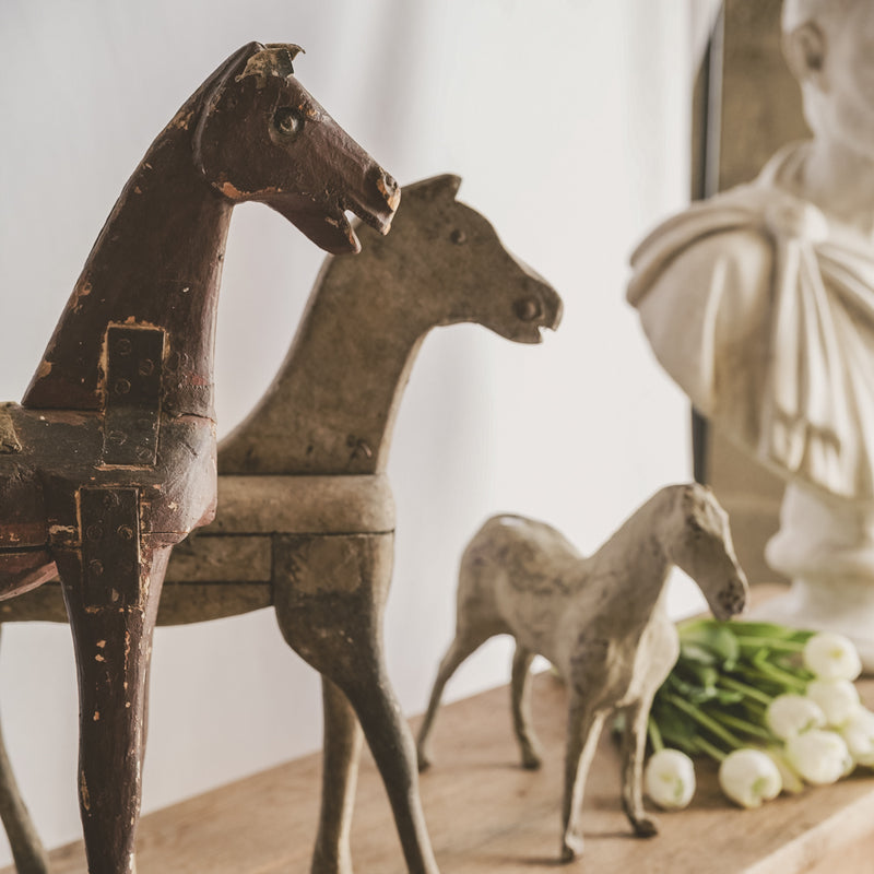Antique French wooden horse - pull toy – Chez Pluie