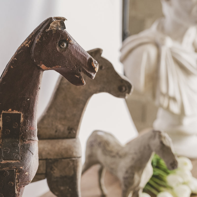 Antique French wooden horse - pull toy – Chez Pluie