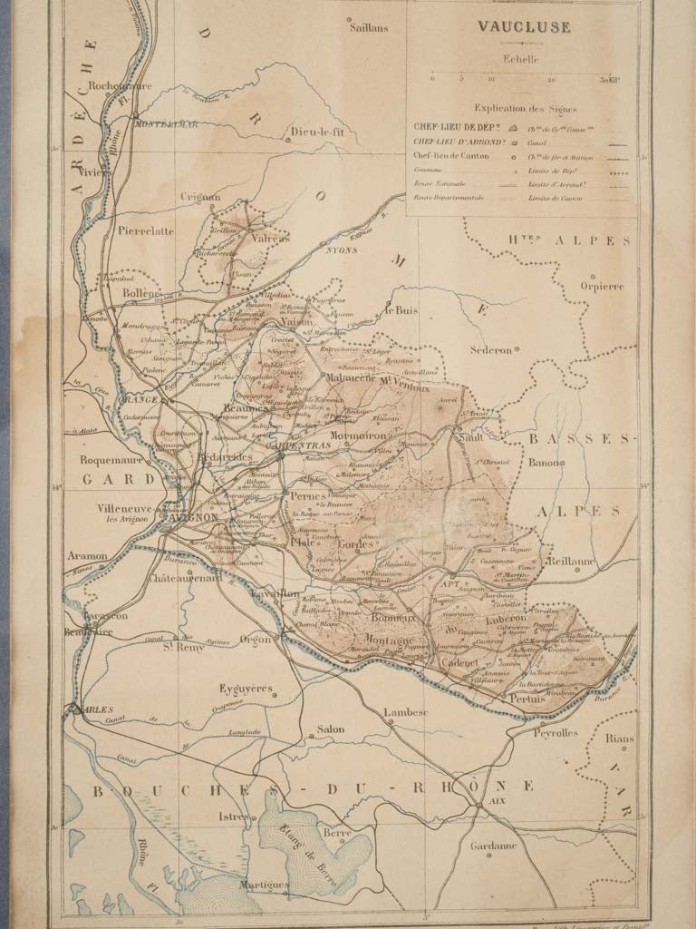 Antique map of Vaucluse 11½" x 15¼" – Chez Pluie