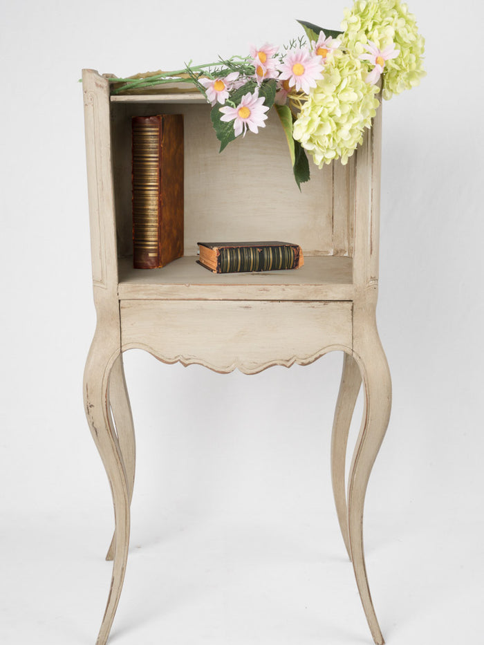Antique Louis XV style walnut night stand w/ heart cutouts