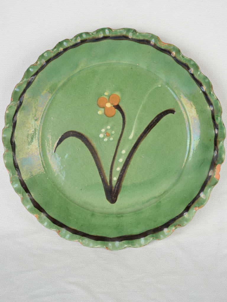 Antique Green Glazed Platter - Undulating Edge from Savoy - 11"