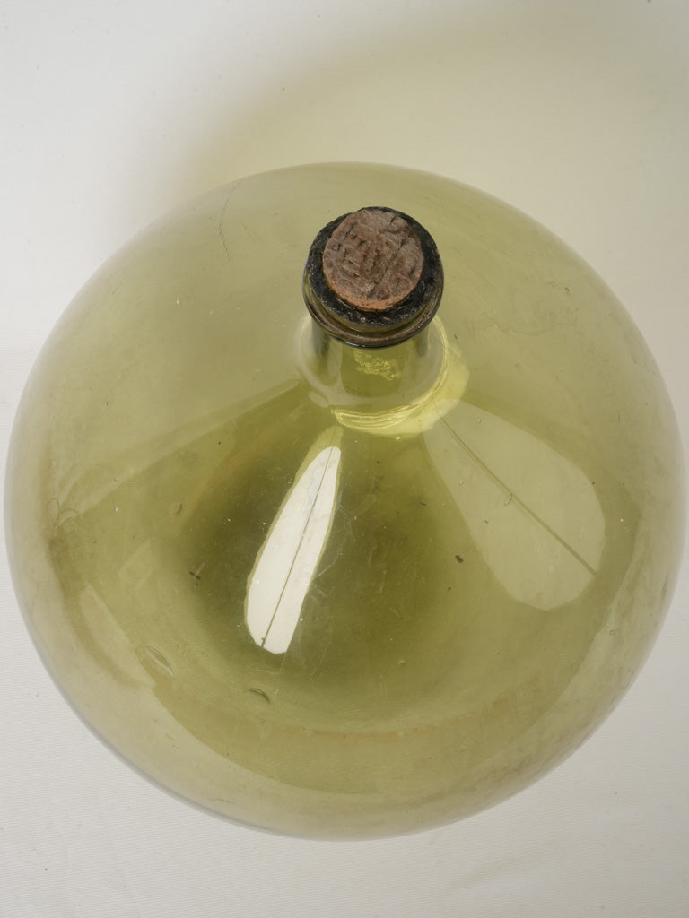 Antique French glass demijohn w/ cork - olive green, large 22½" – Chez ...