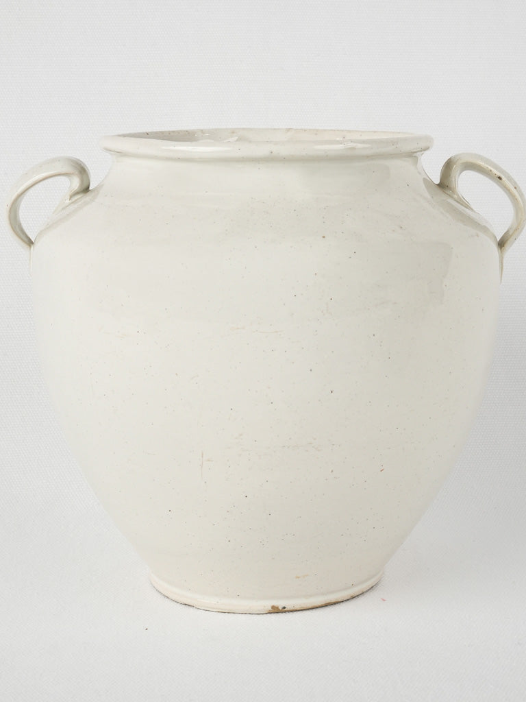 Small antique French pot w/ off-white glaze 8"