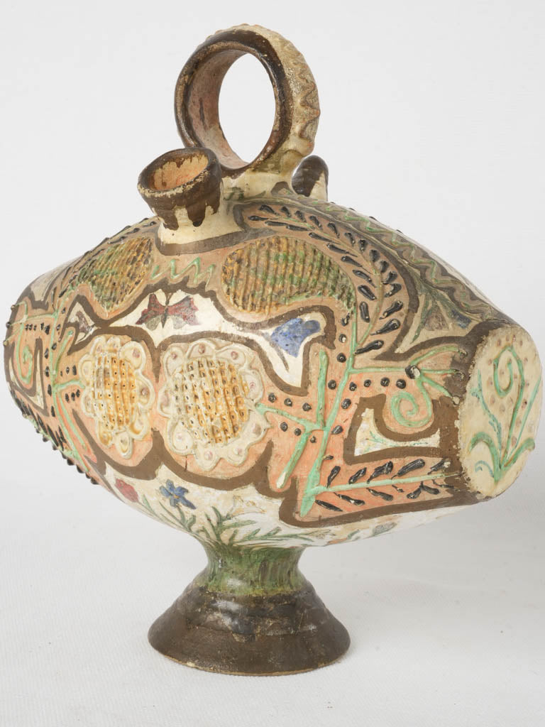 Colorful Footed Spanish water pitcher - early 20th century 9¾"
