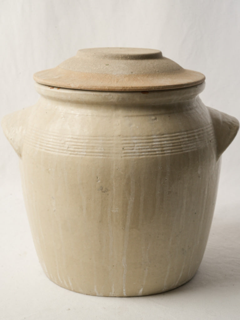 Large French Terracotta Salt-Curing Jar w/ Lid - 14½"