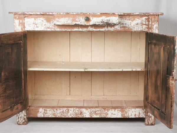 Rustic French country buffet w/ distressed white patina