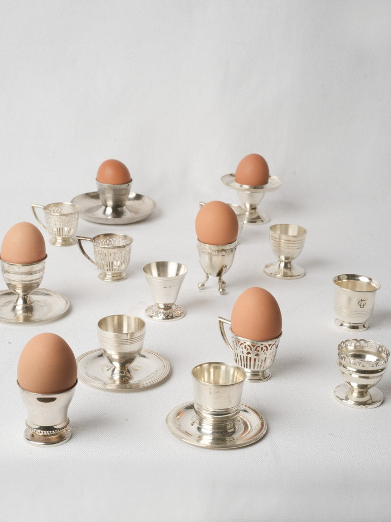 Collection of antique silver plate egg cups – Chez Pluie