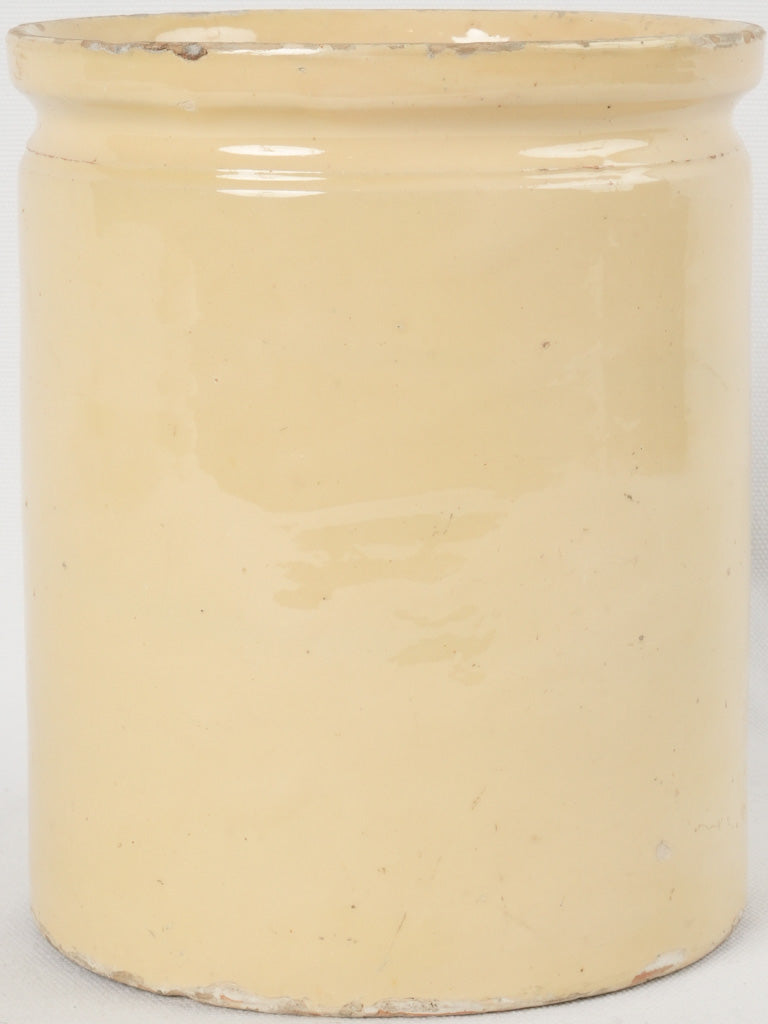 Medium 19th-century French preserving pot w/ pale yellow glaze 8 ...