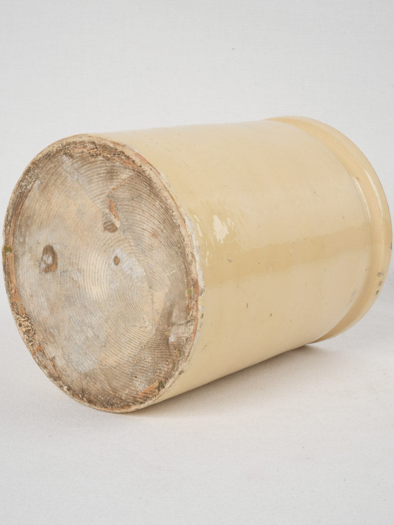 Medium 19th-century French preserving pot w/ pale yellow glaze 8 ...