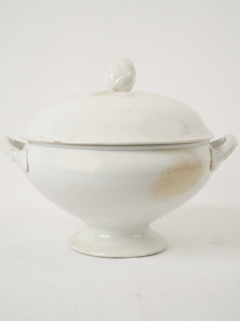Elegant Early-20th Ironstone Tureen with Artichoke Finial -13½"