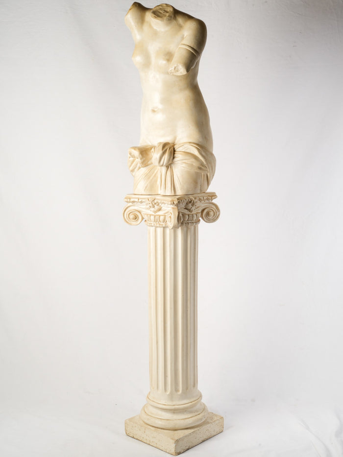 1920s Classical-Style Plaster Torso of Venus on Column Pedestal - 69¼"