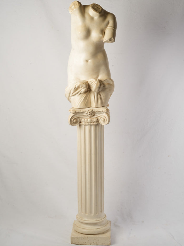 1920s Classical-Style Plaster Torso of Venus on Column Pedestal - 69¼"