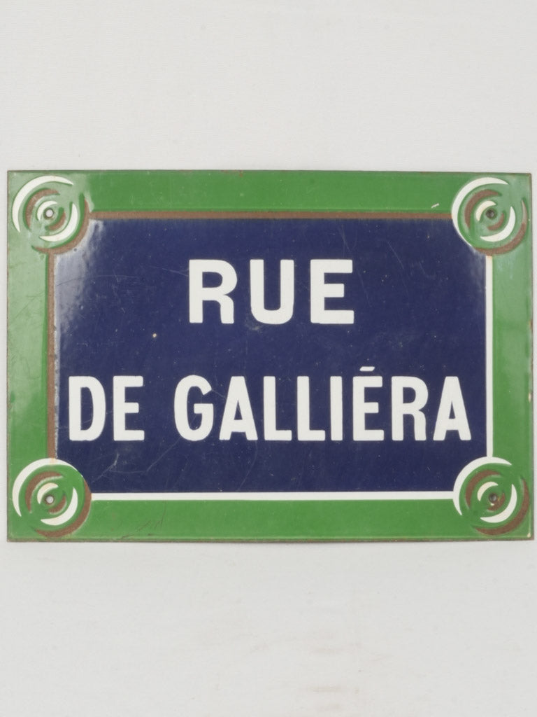 Early 20th Century Parisian Enamel Iron Street Sign – Rue de Galliera