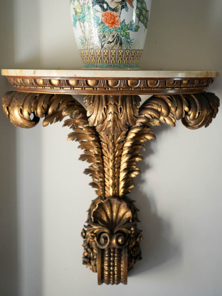 Extra-large pair of wall consoles / brackets w/ Prince of Wales feathe ...