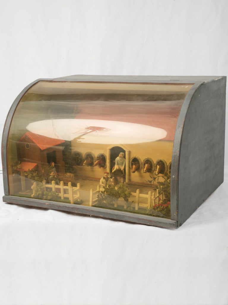 Circa 1950s Large Horse Stable Diorama – Wood and Papier-Mâché with Mo ...