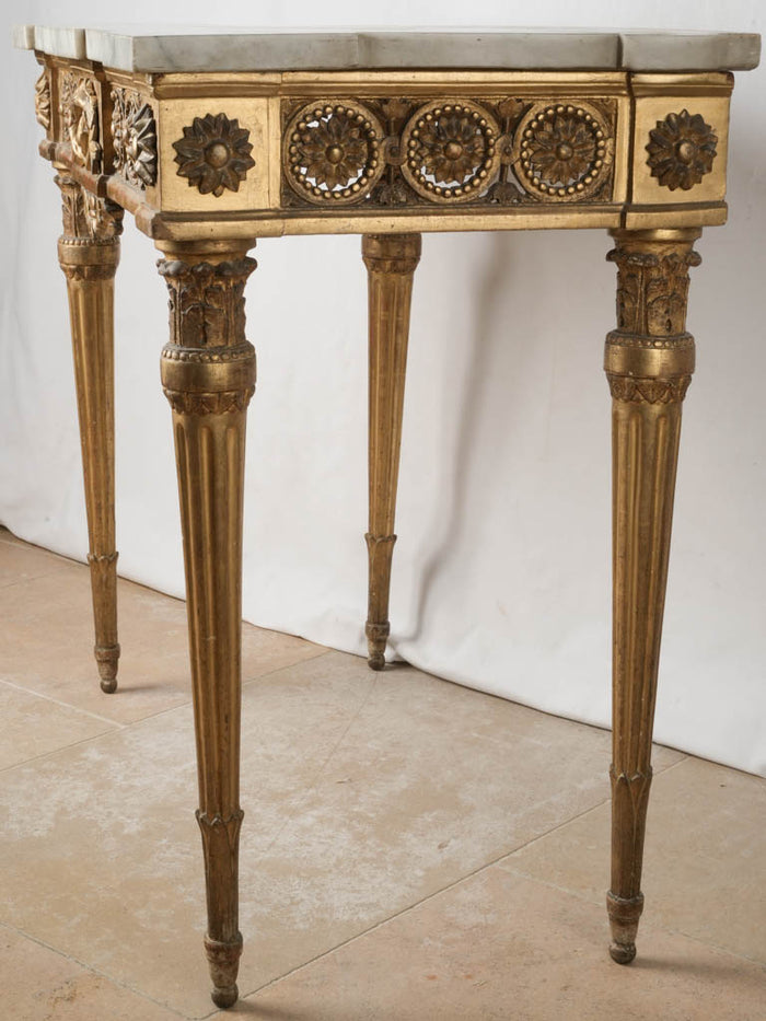 Louis XVI stunning gilded console table w/ marble top 35½"