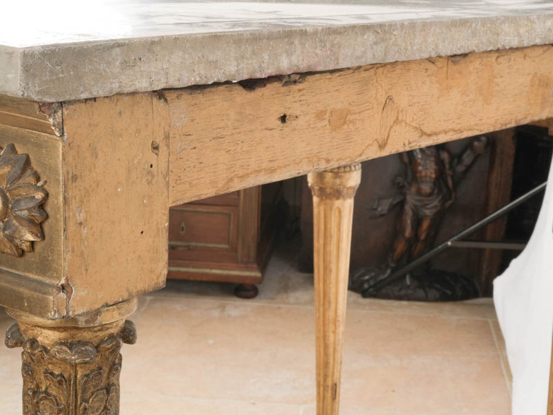 Louis XVI stunning gilded console table w/ marble top 35½" – Chez Pluie