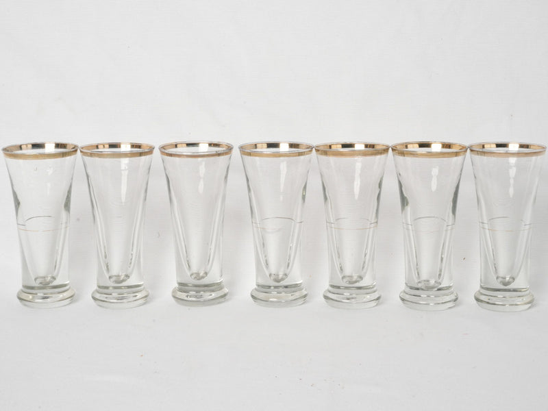 Set of 7 pastis glasses w/ gilded fill lines – Chez Pluie