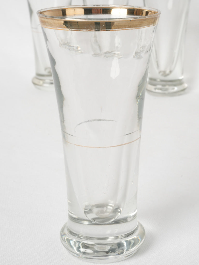 Set of 7 pastis glasses w/ gilded fill lines – Chez Pluie