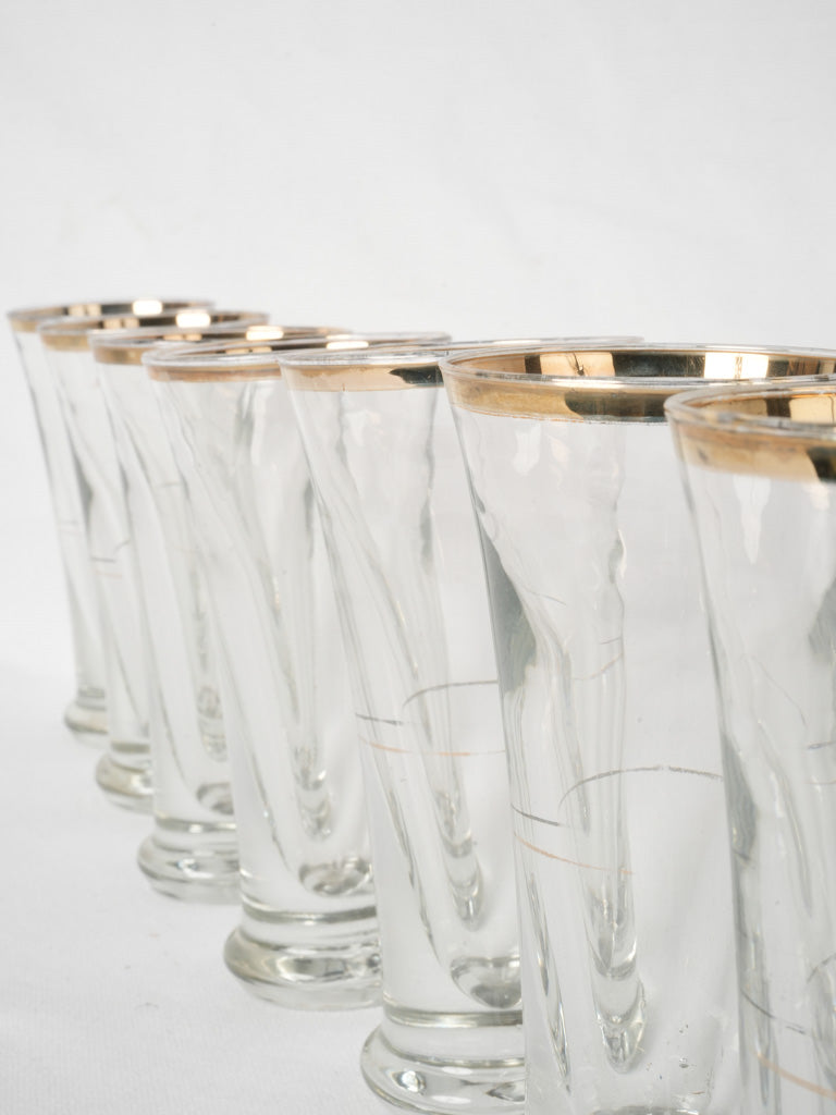 Set of 7 pastis glasses w/ gilded fill lines – Chez Pluie
