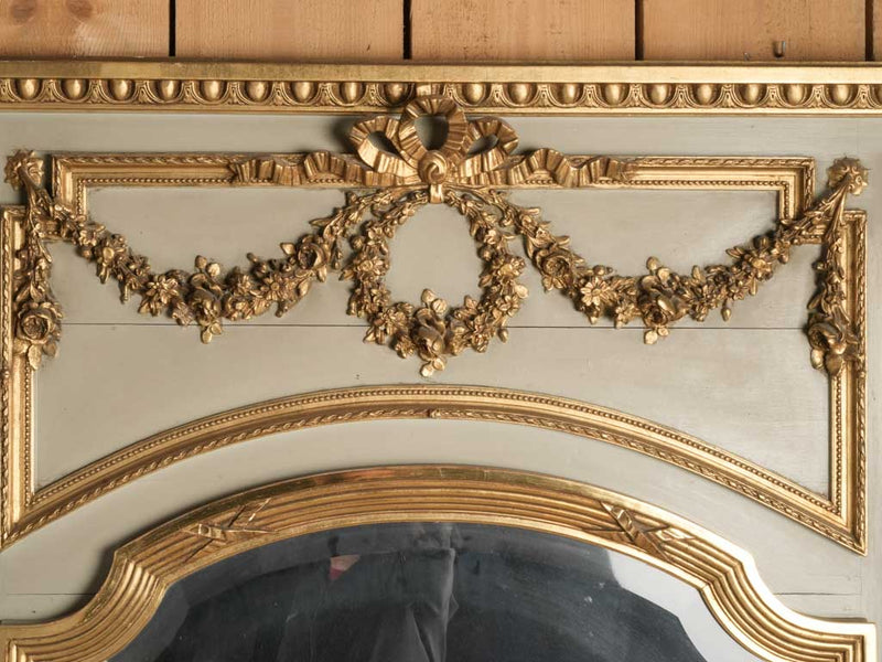 Very large Louis XVI-style gilded mantel trumeau mirror - 88½"x49¼ ...