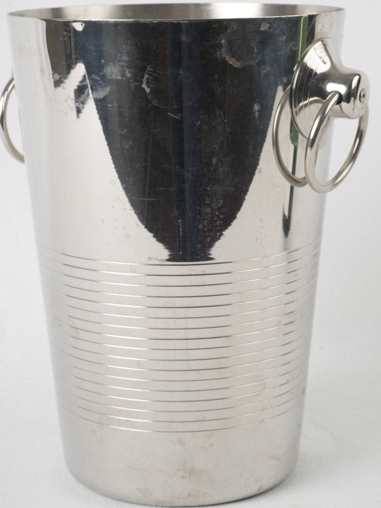 19th-century French champagne chiller w/ repeated lower ribbing - silv