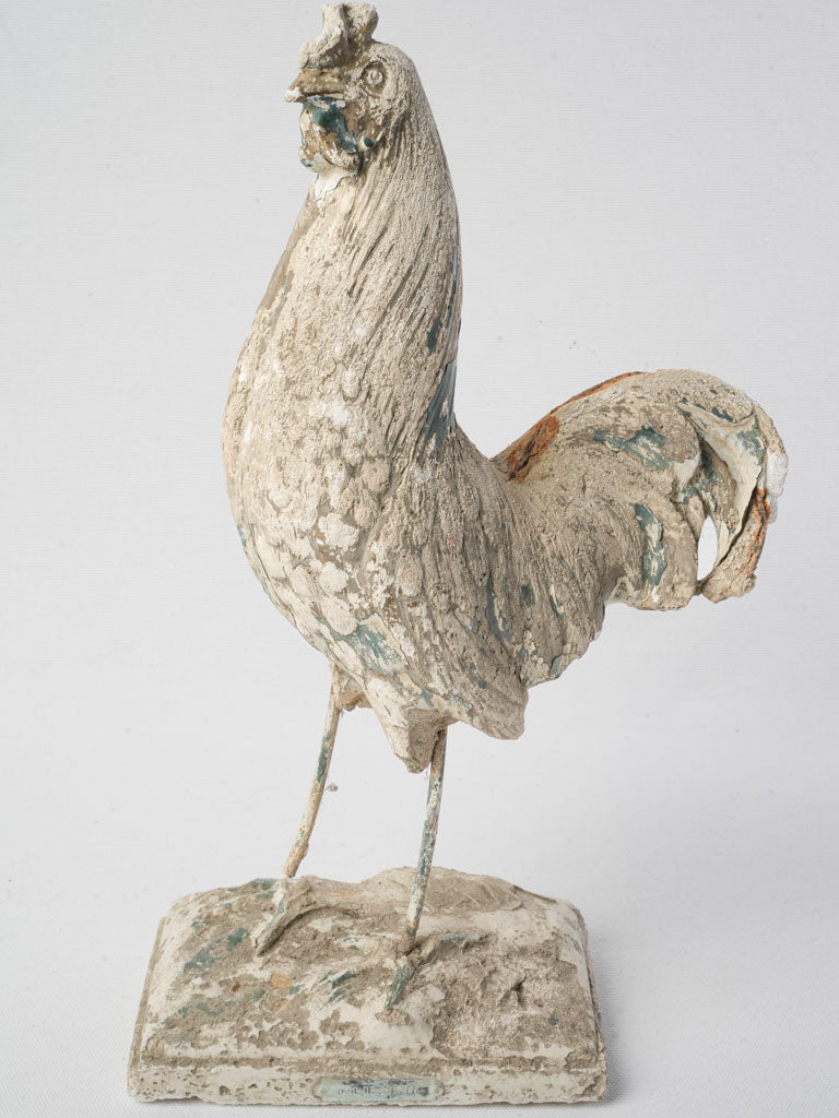 Lively Mid-Century French Concrete Cockerel - 17"