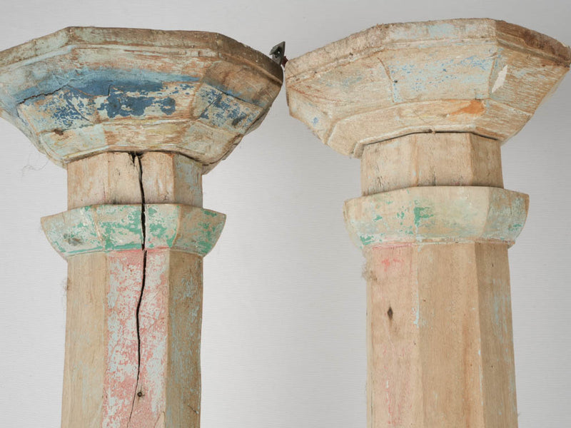 19th-century large pair of French painted oak columns 85¾" – Chez Pluie