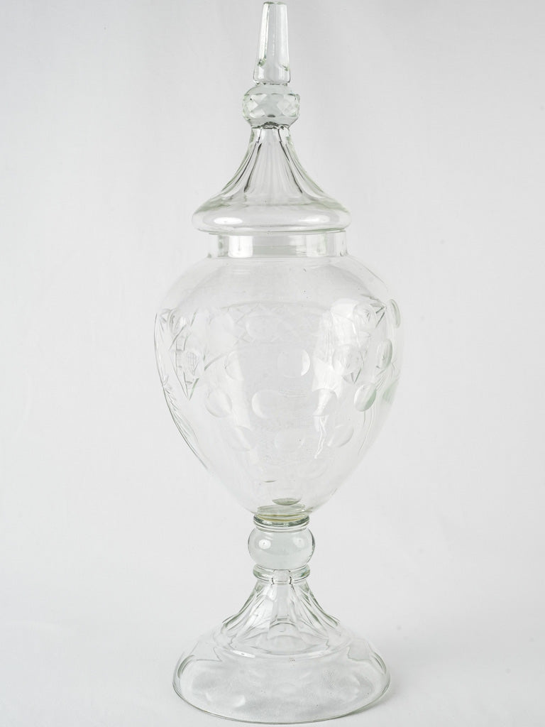Extra-large English 19th-century cut glass lidded candy jar w/ lid 30 ...