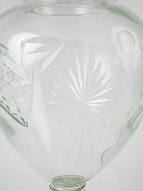 Extra-large English 19th-century cut glass lidded candy jar w/ lid 30"