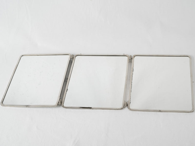 Antique French silver triptyque folding shaving mirror - Brot 13" tall ...