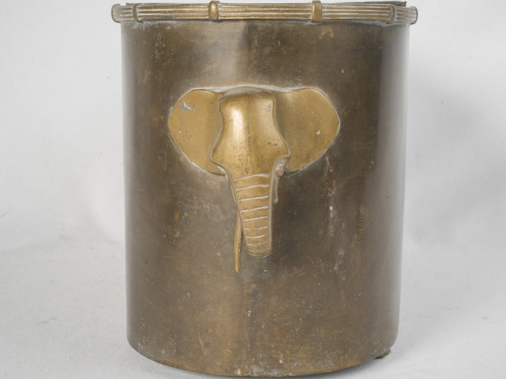 English Victorian Copper Ice Bucket with Elephant Head Handles