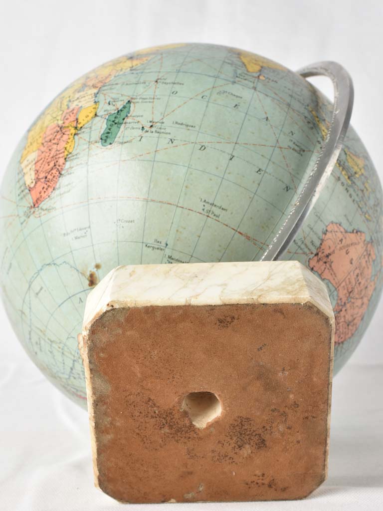 Vintage world globe on marble base – Chez Pluie