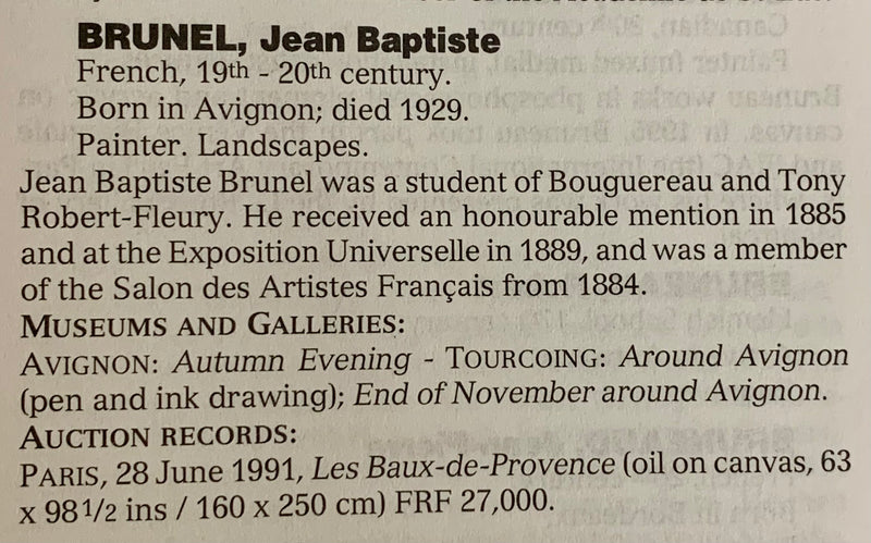 Antique painting of the Pont D'Avignon JB Brunel (1844-1929) 24¾" x 18 ...