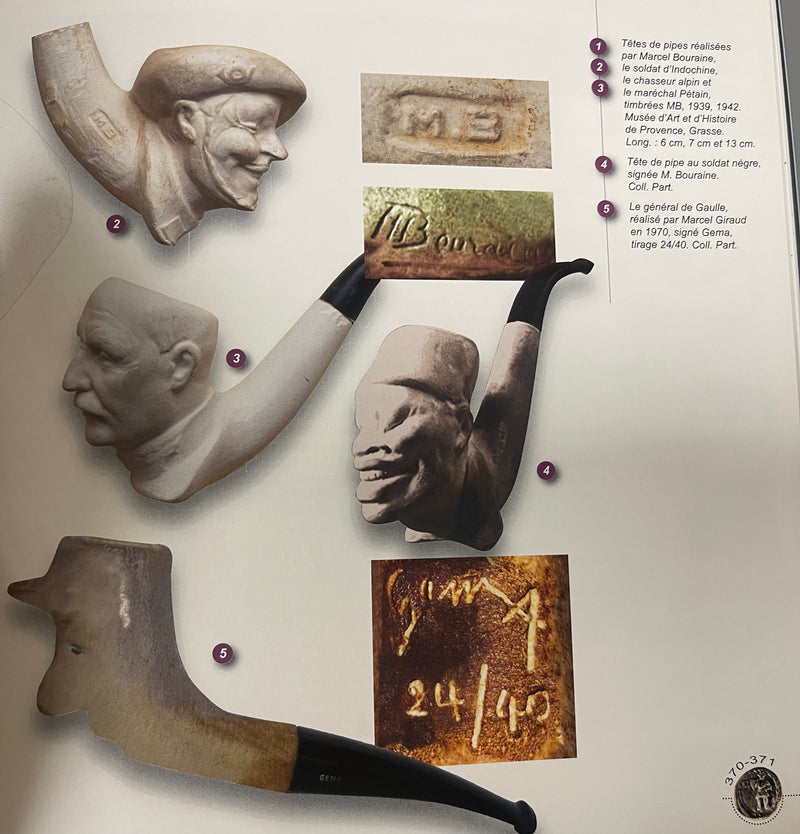 Collection of 10 antique French white clay smoking pipe avatars covers ...