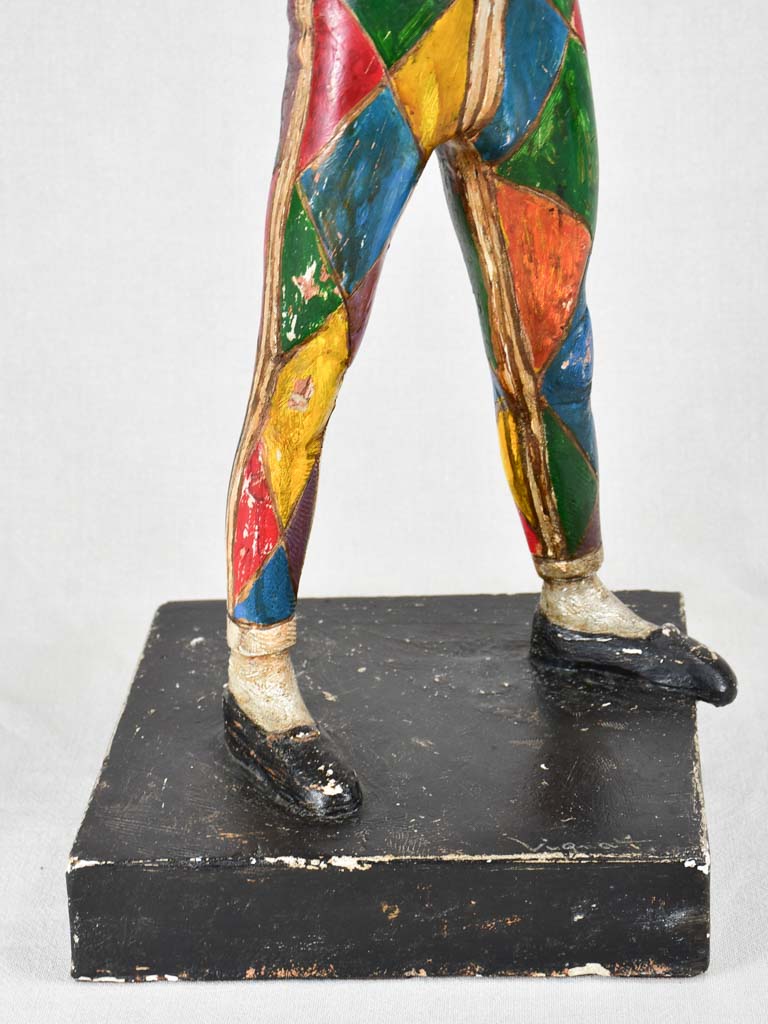 Colorful vintage Harlequin statue - clay and plaster 28¼" – Chez Pluie