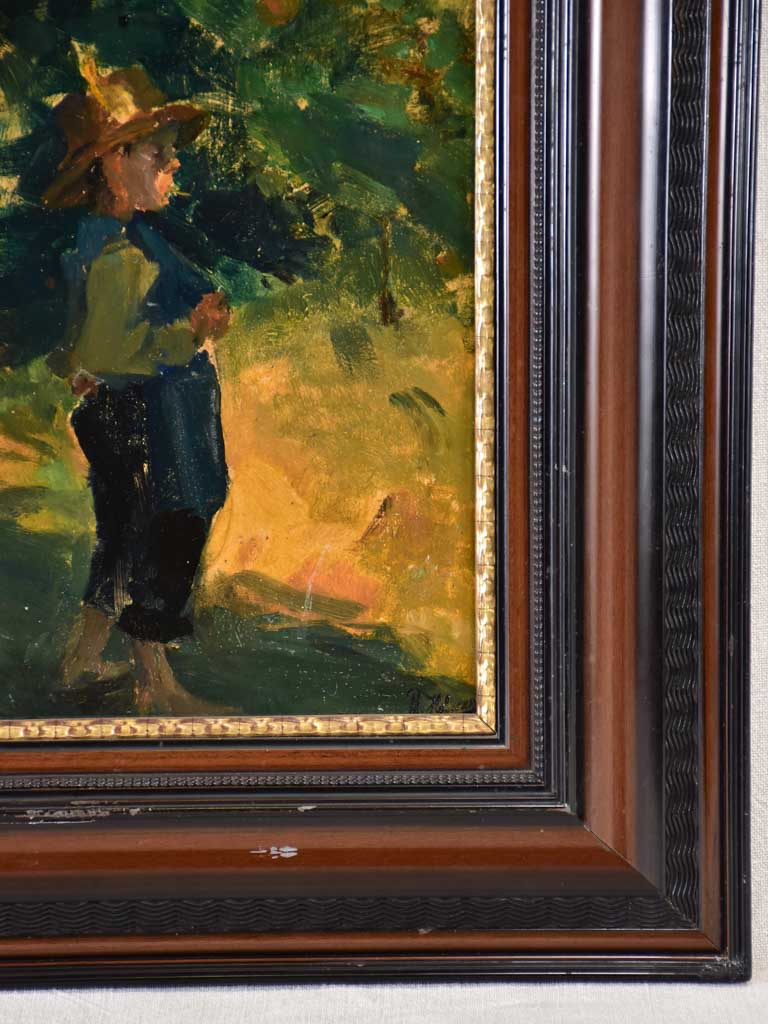 Early 20th century shepherd - Philipp Helmer (1846 - 1912) - oil on bo ...