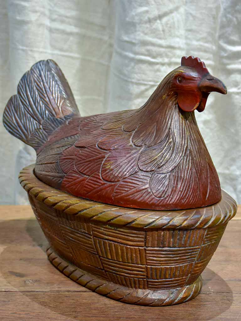 French folk art - wooden sculpture of a chicken