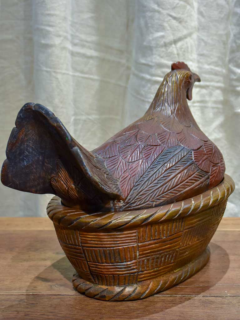 French folk art - wooden sculpture of a chicken – Chez Pluie