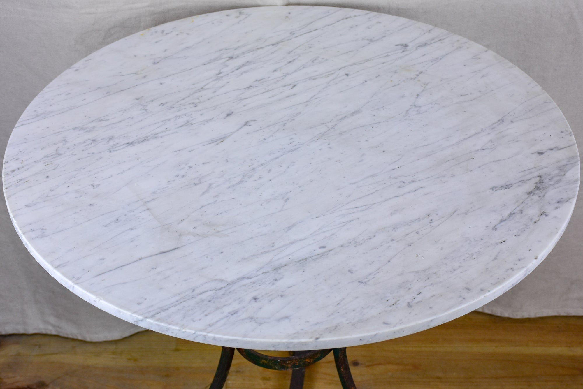 French garden table with marble top