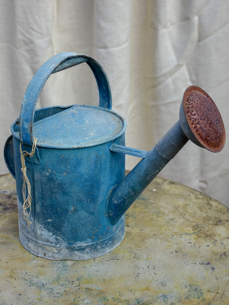 Antique French watering can with blue patina – Chez Pluie