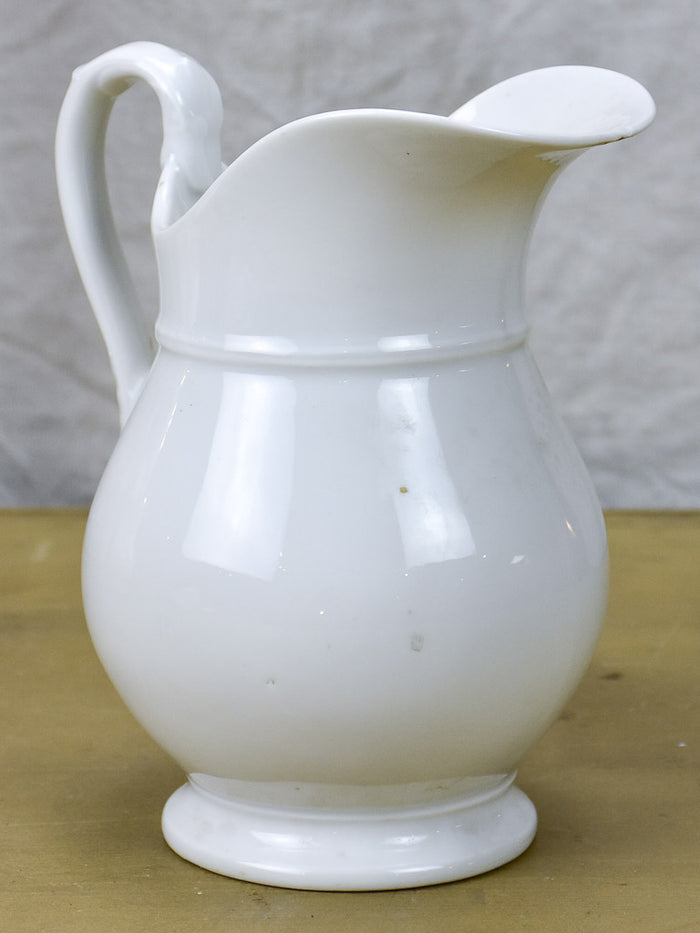 Vintage French faience white water pitcher