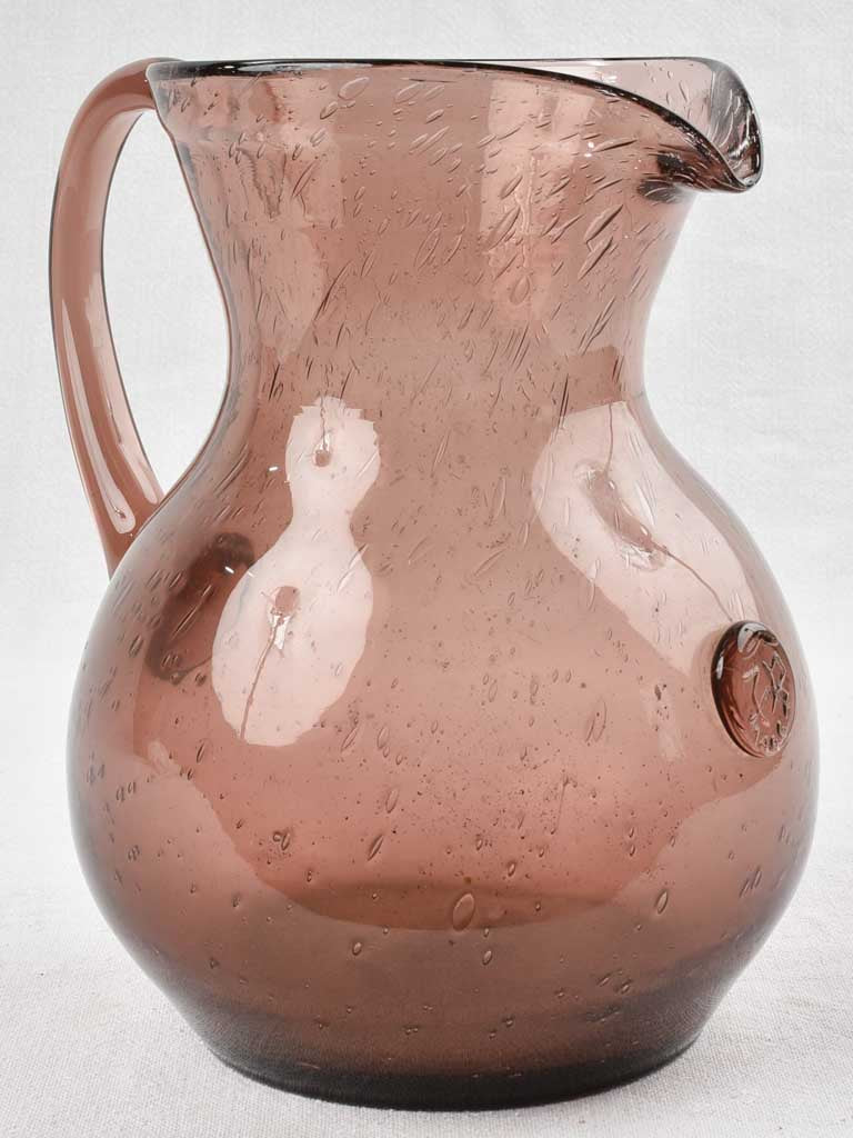Violet blown glass pitcher - Biot 10¾"