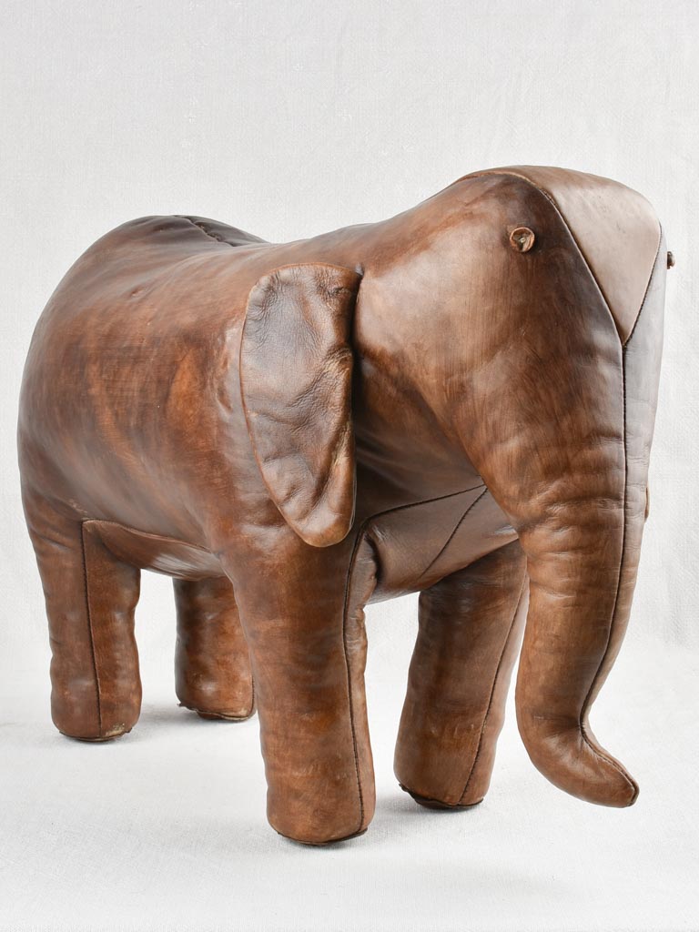 Vintage Leather Elephant footrest 25½"