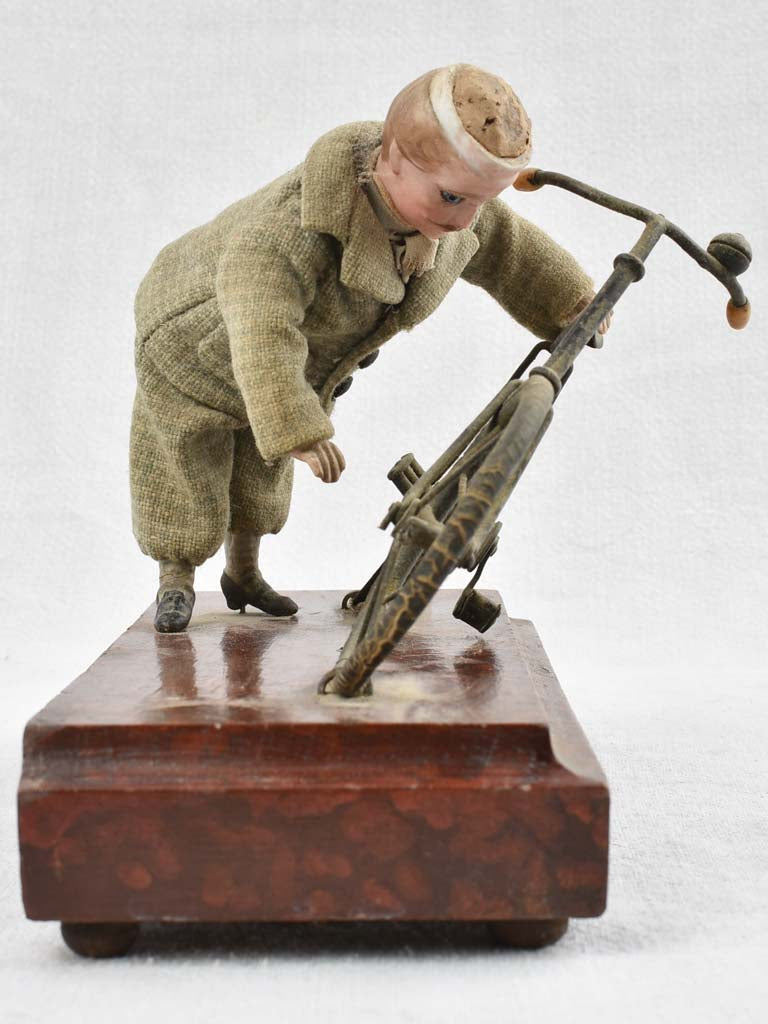 1910's artistic sculpture of an old fellow repairing his bicycle 8¼ ...